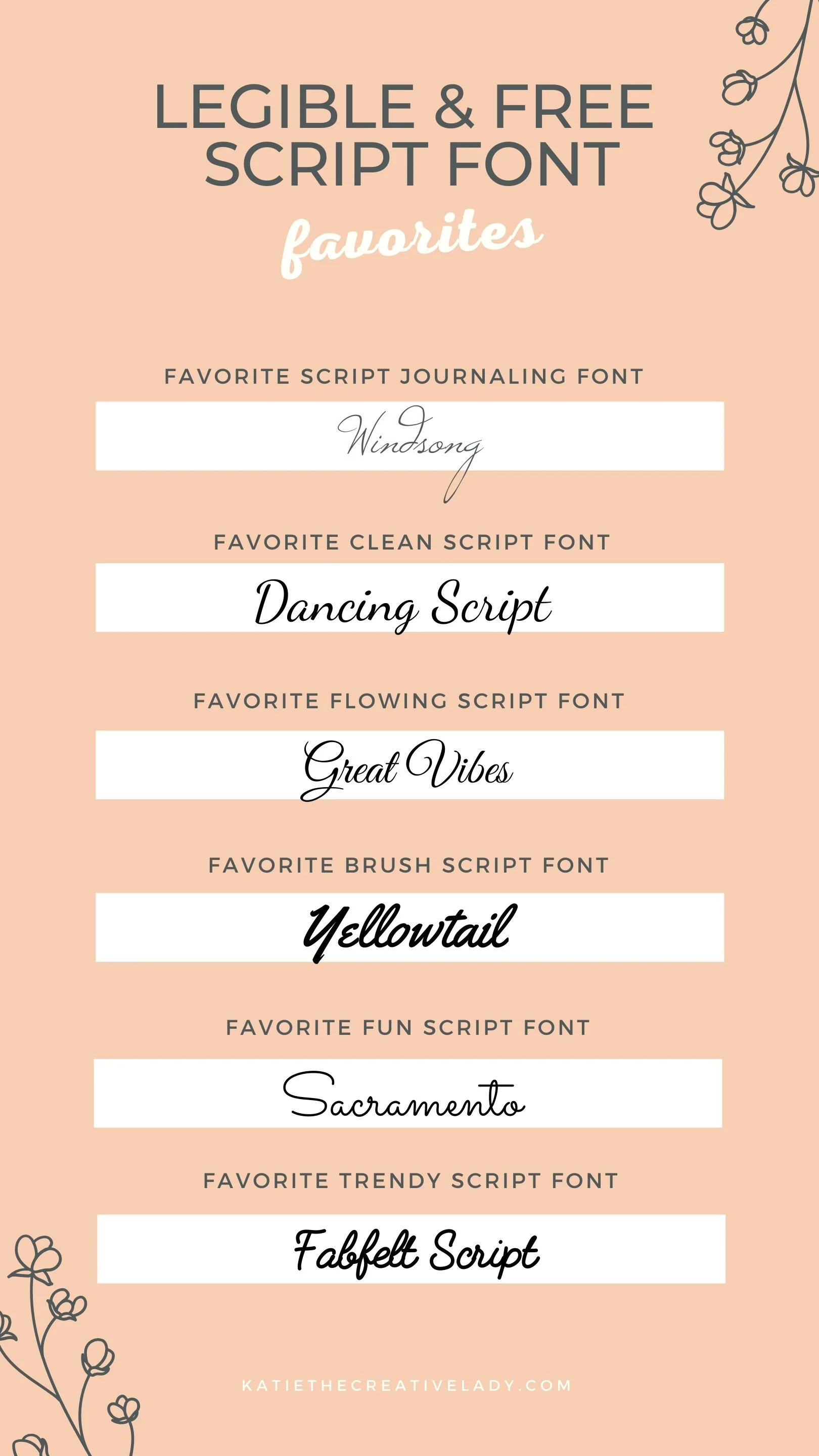 Favorite Fonts - Top picks for legible and free script fonts — Katie ...
