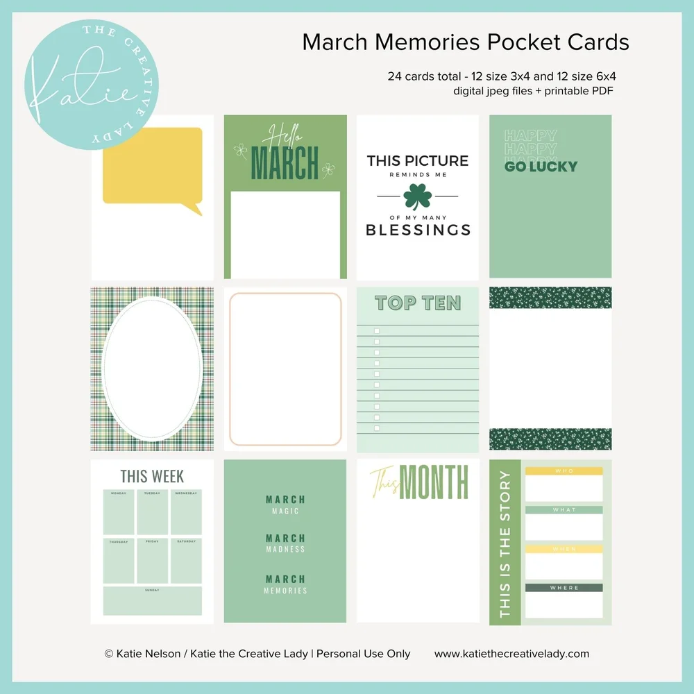 Monthly Memories - March Memories Pocket Cards — Katie the Creative ...