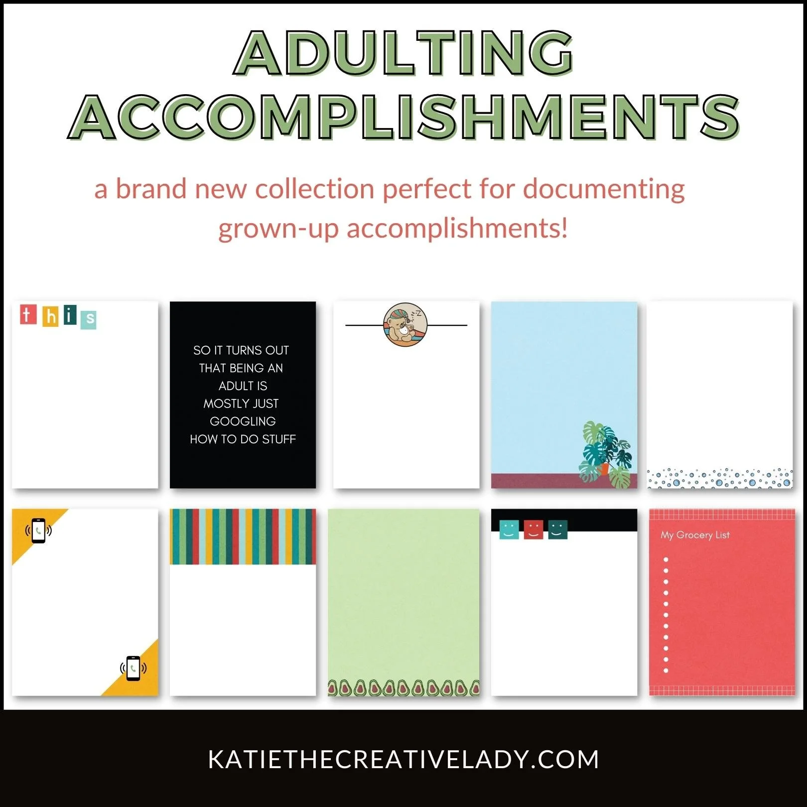 Adulting Accomplishments Stickers + Digital Scrapbooking Collection ...
