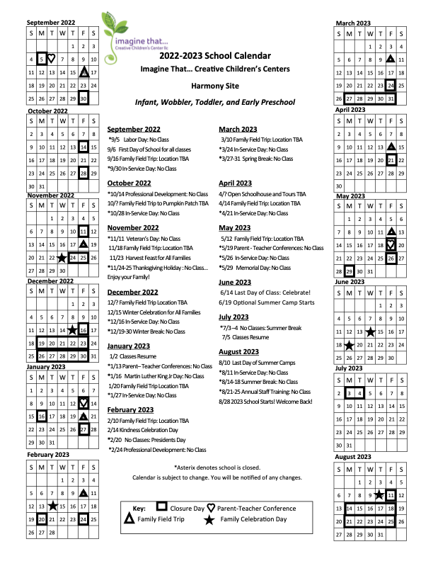 Calendar — Imagine That... Creative Children's Centers, llc.