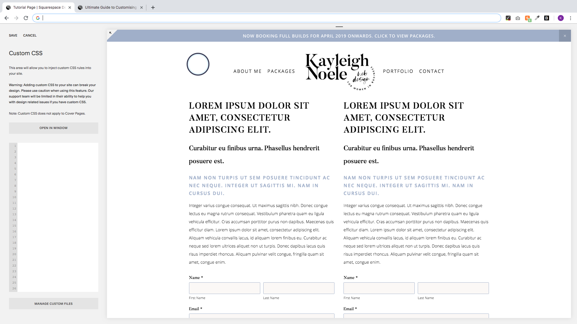 How To Target, Edit and Apply CSS To A Specific Block On Squarespace — Kayleigh Noele ...