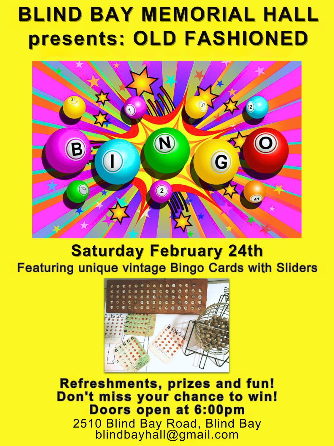 Workshops and Bingo Return to Blind Bay Memorial Hall — South Shuswap Scoop