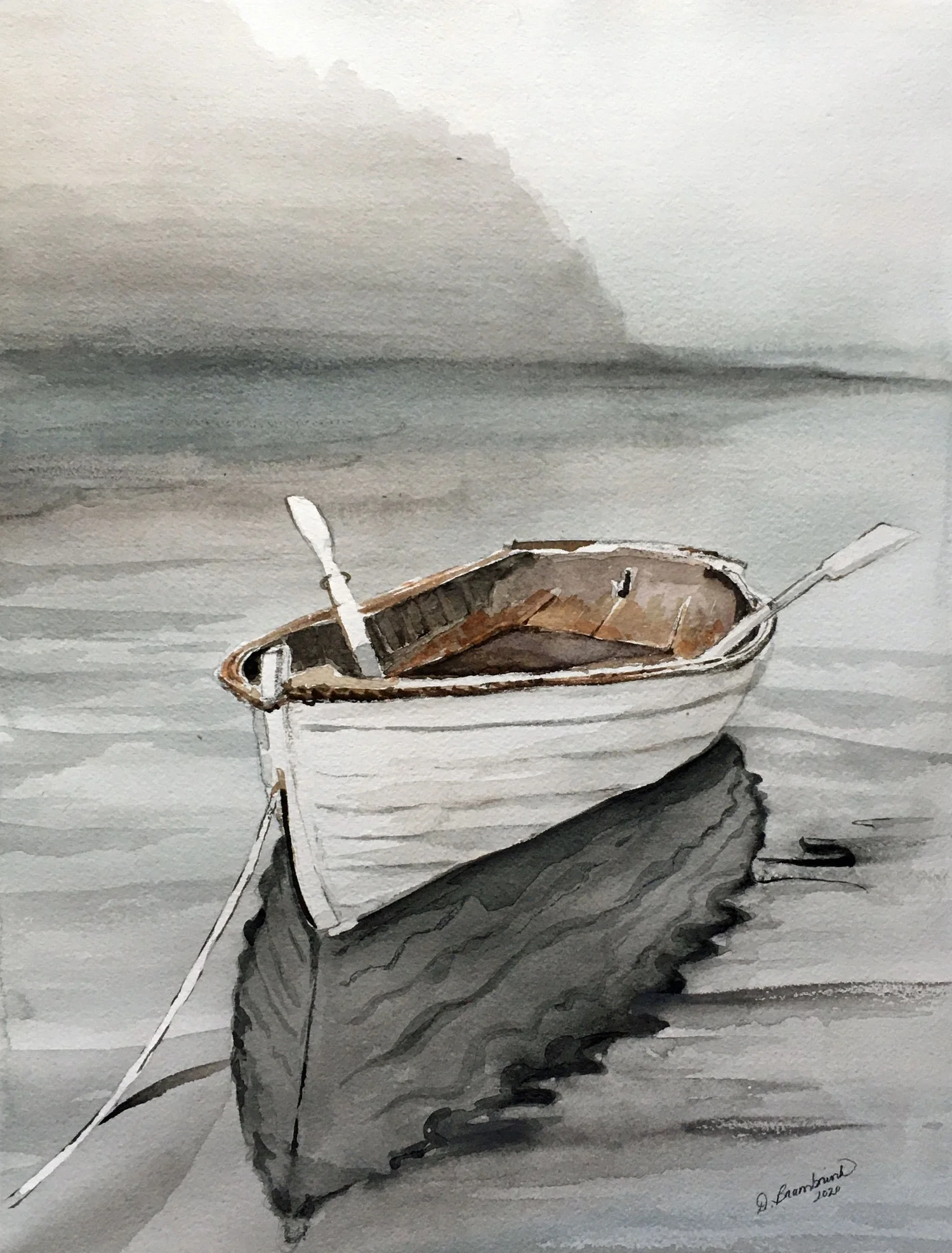 Row Boat In Water Drawing