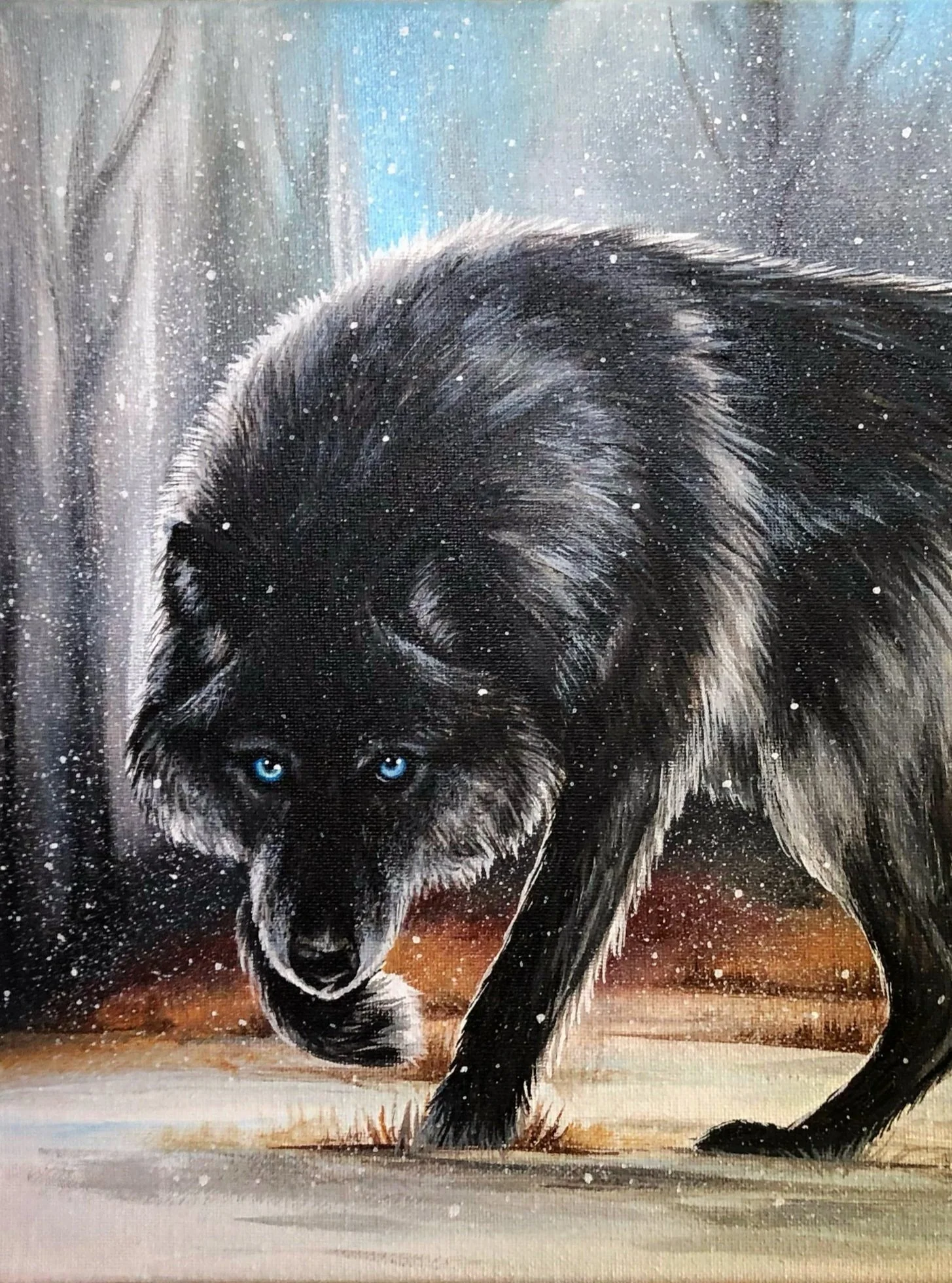 Black Wolf Painting