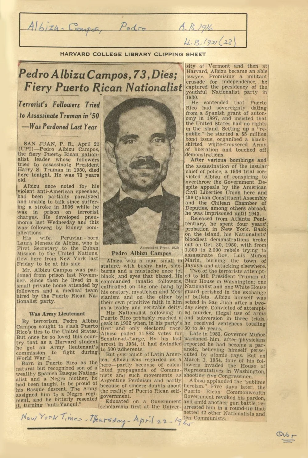 Pedro a Campos — Pedro Albizu Campos Digital Resource Collection