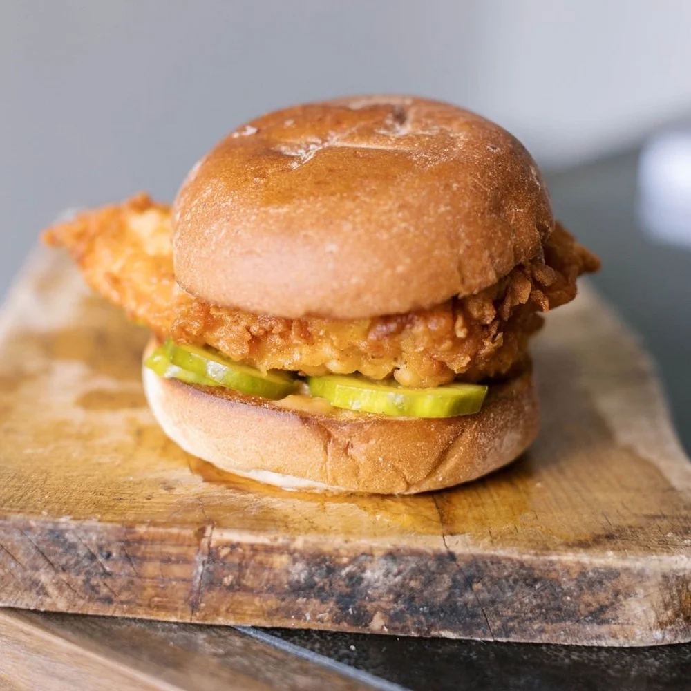 fried chicken sandwich with sriracha honey butter — Suzanne Vizethann