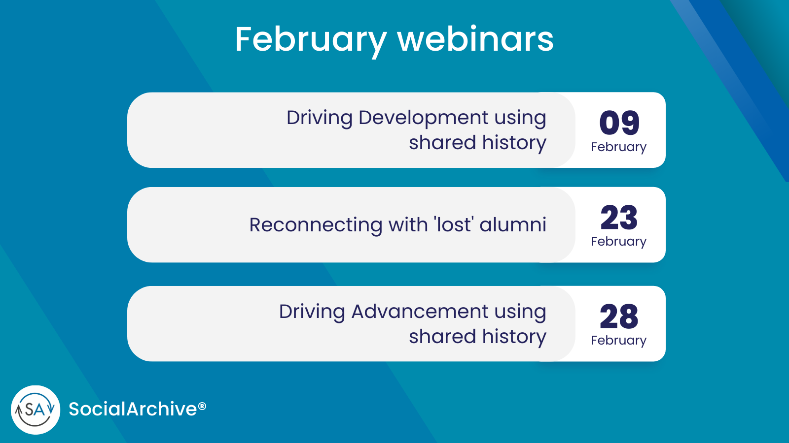 Upcoming Webinars: February 2024 — SocialArchive®