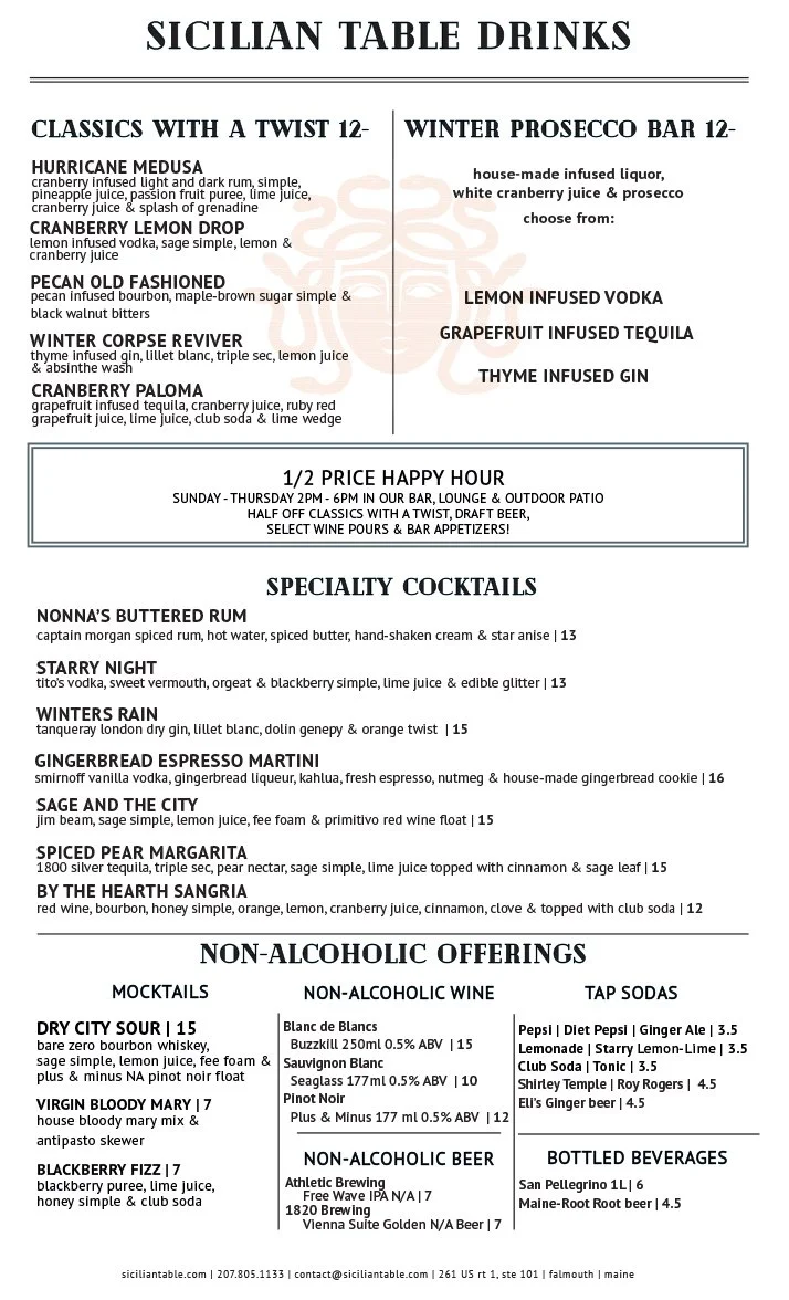 Wine/Cocktails/Beer — Sicilian Table