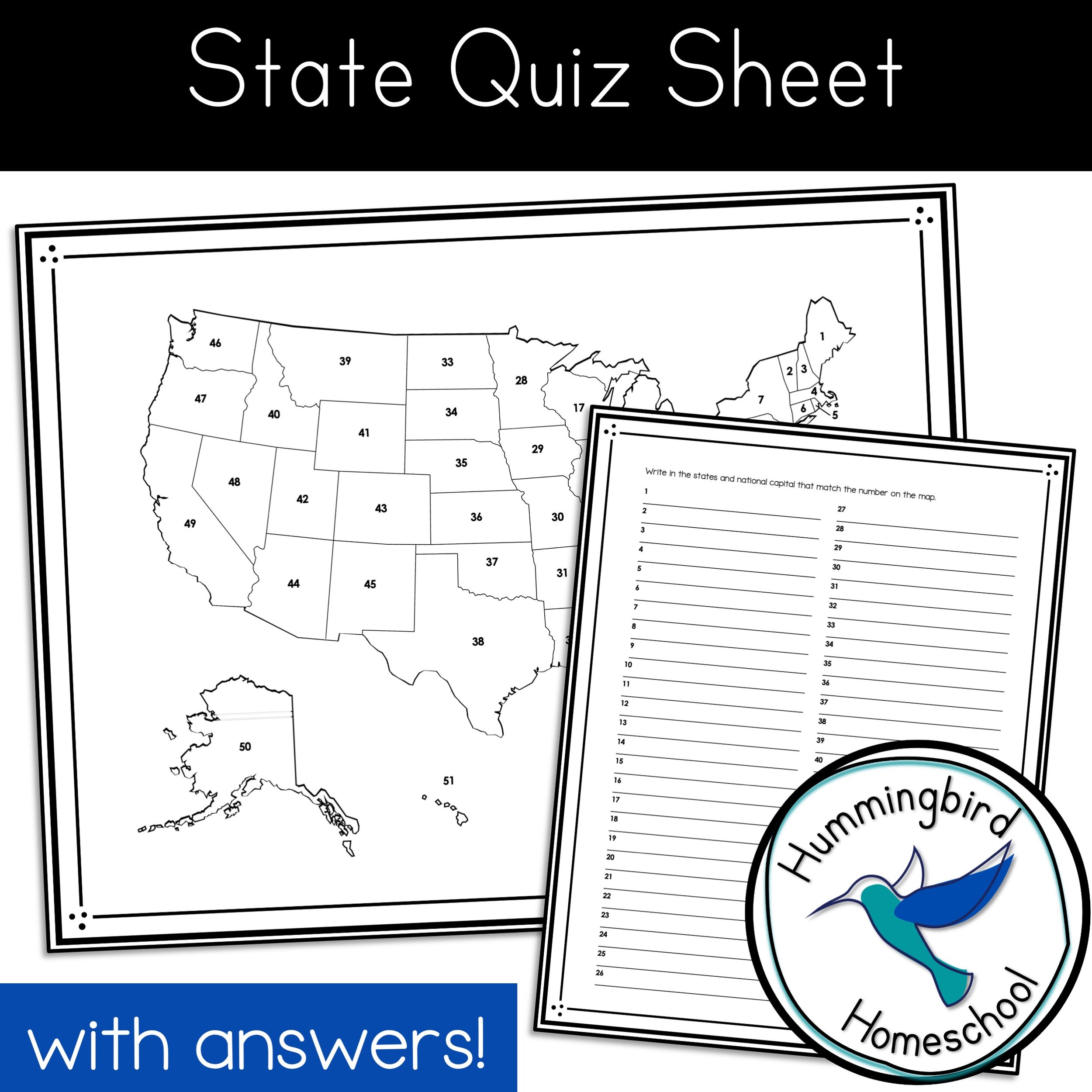 USA 50 States Word Search PDFs | Hummingbird Homeschool