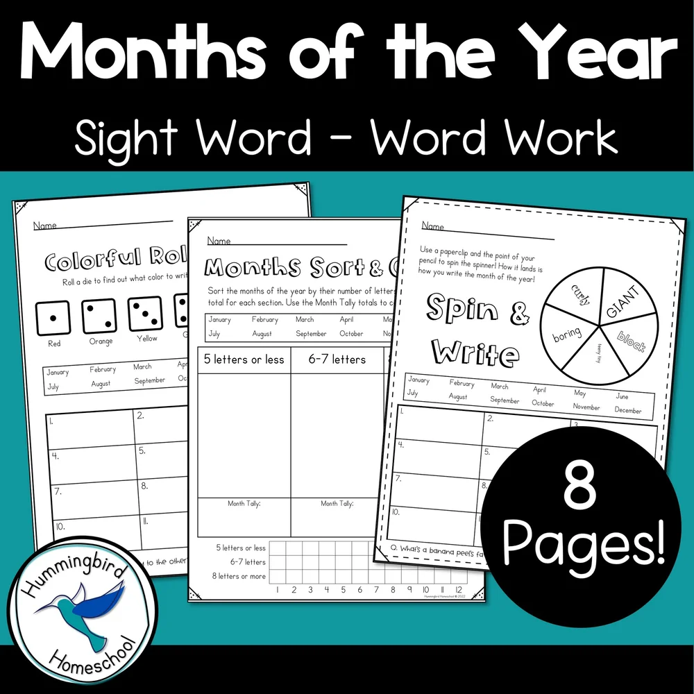 Teaching Kids the Months of the Year | Hummingbird Homeschool