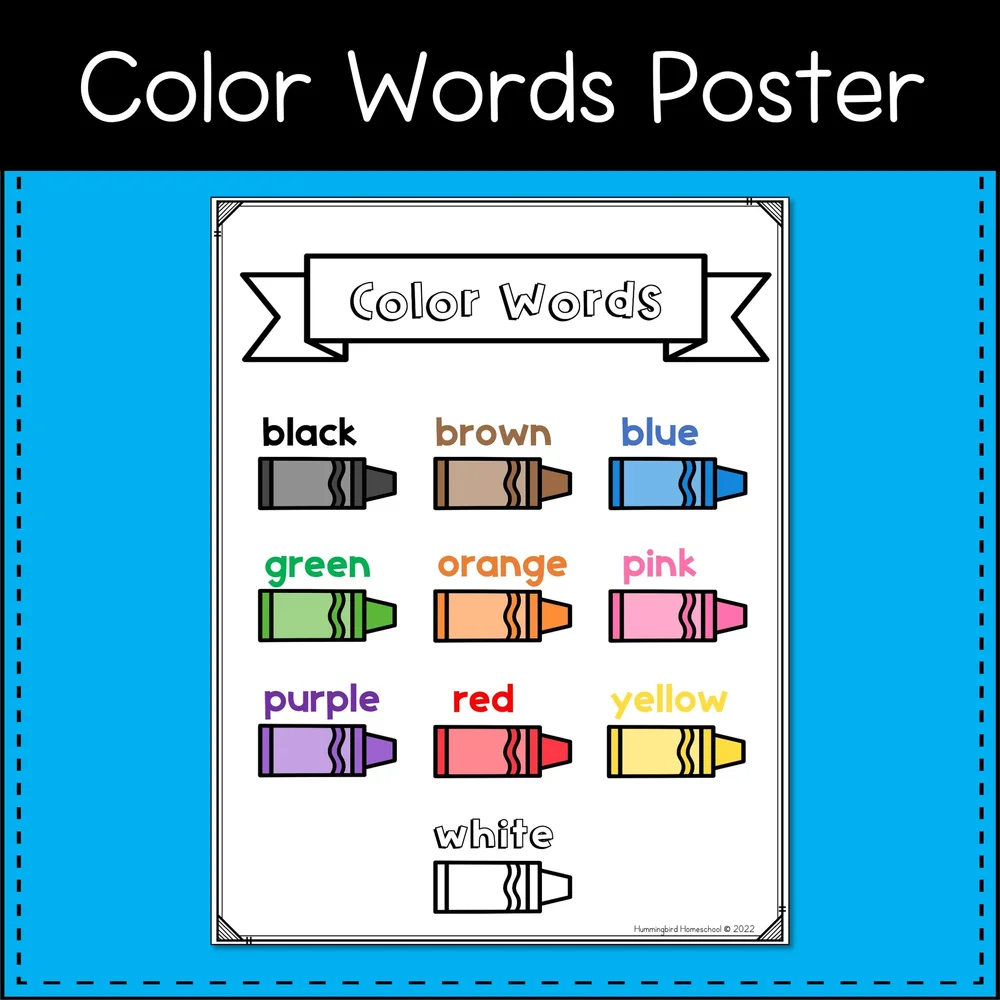 Color Words Worksheets for Kindergarten | Hummingbird Homeschool