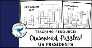US Presidents Crossword Puzzles With Answers | Hummingbird Homeschool