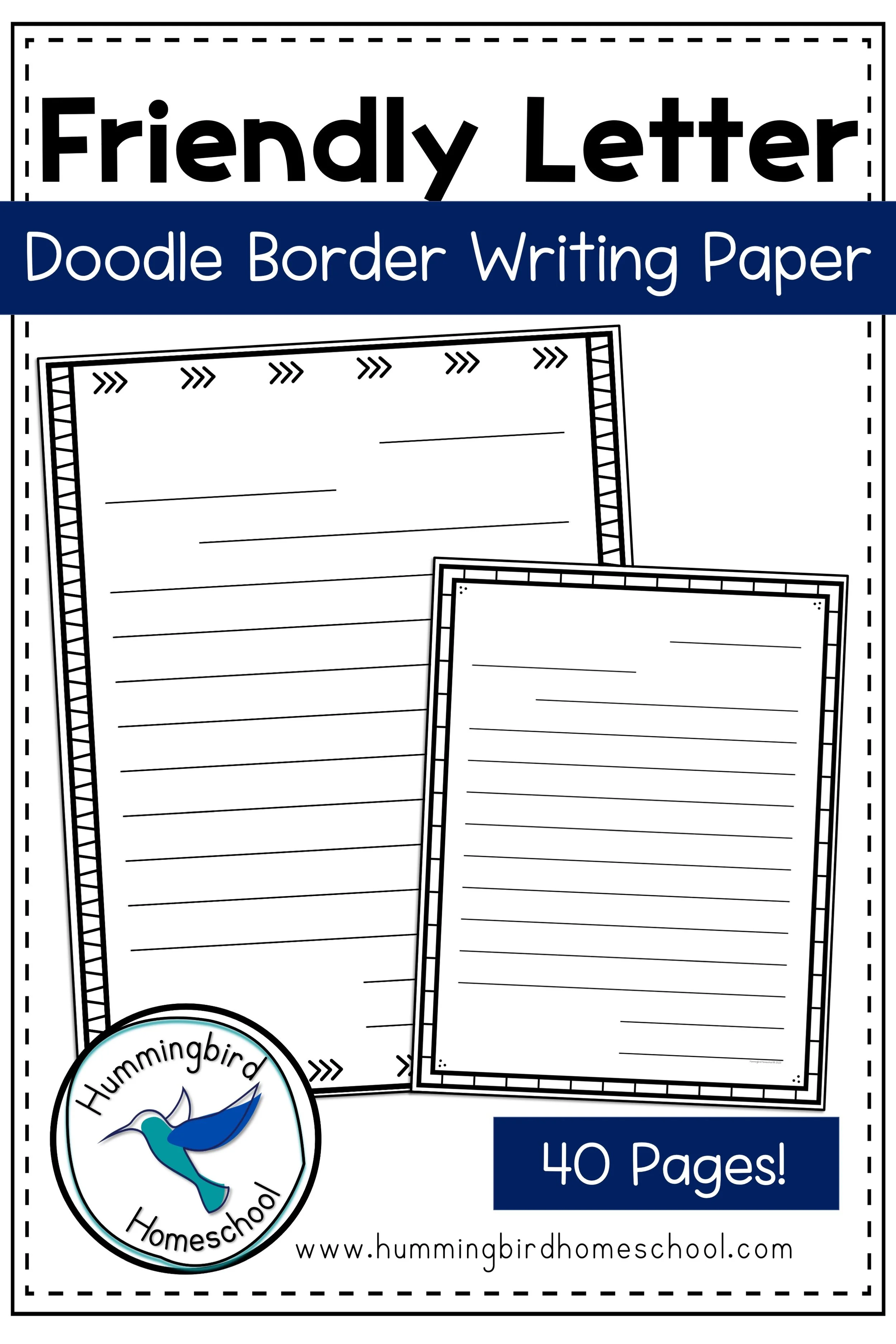 Lined Paper Template For Kids With Border