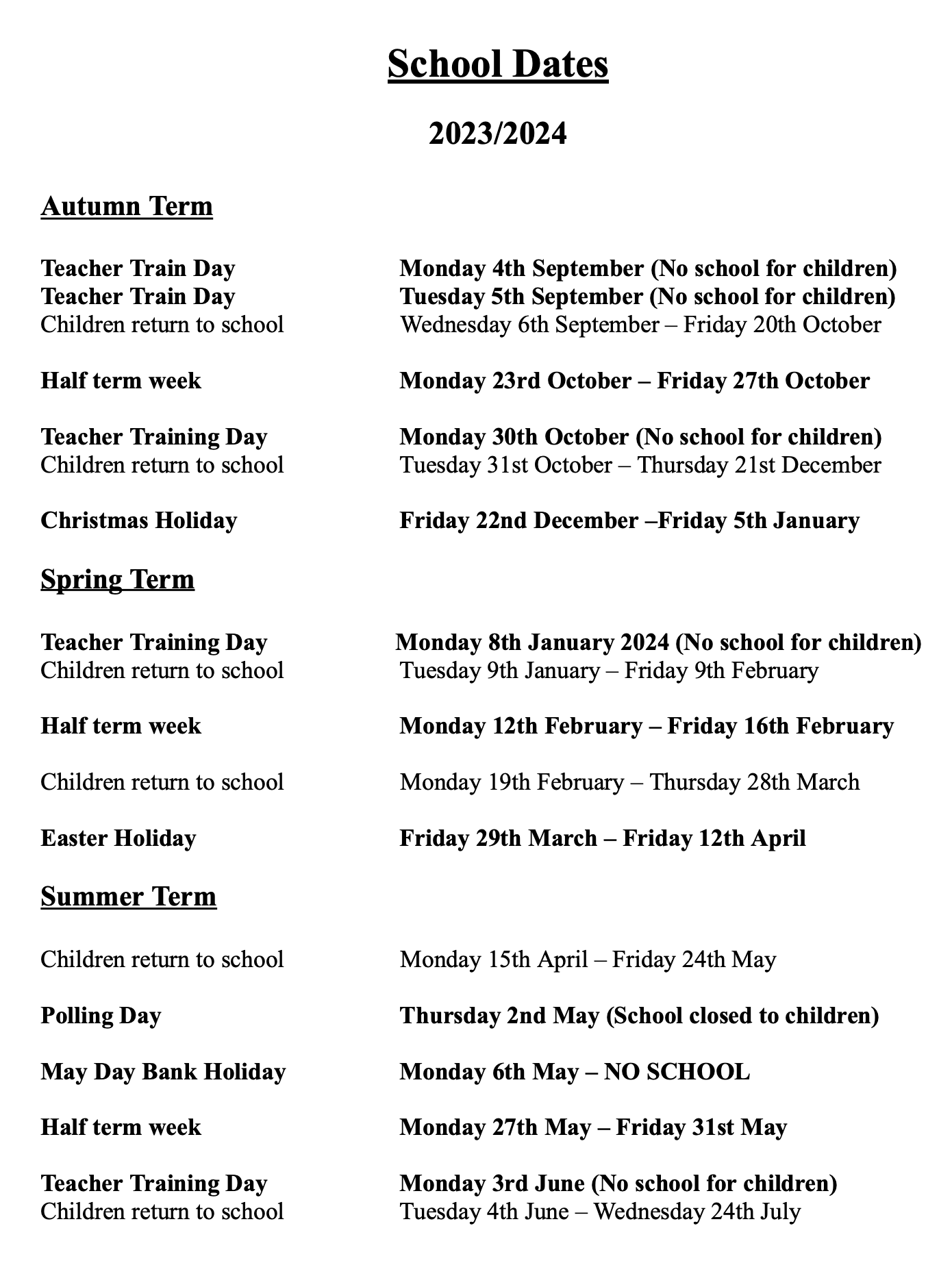 Term Dates — Charlton Manor Primary School