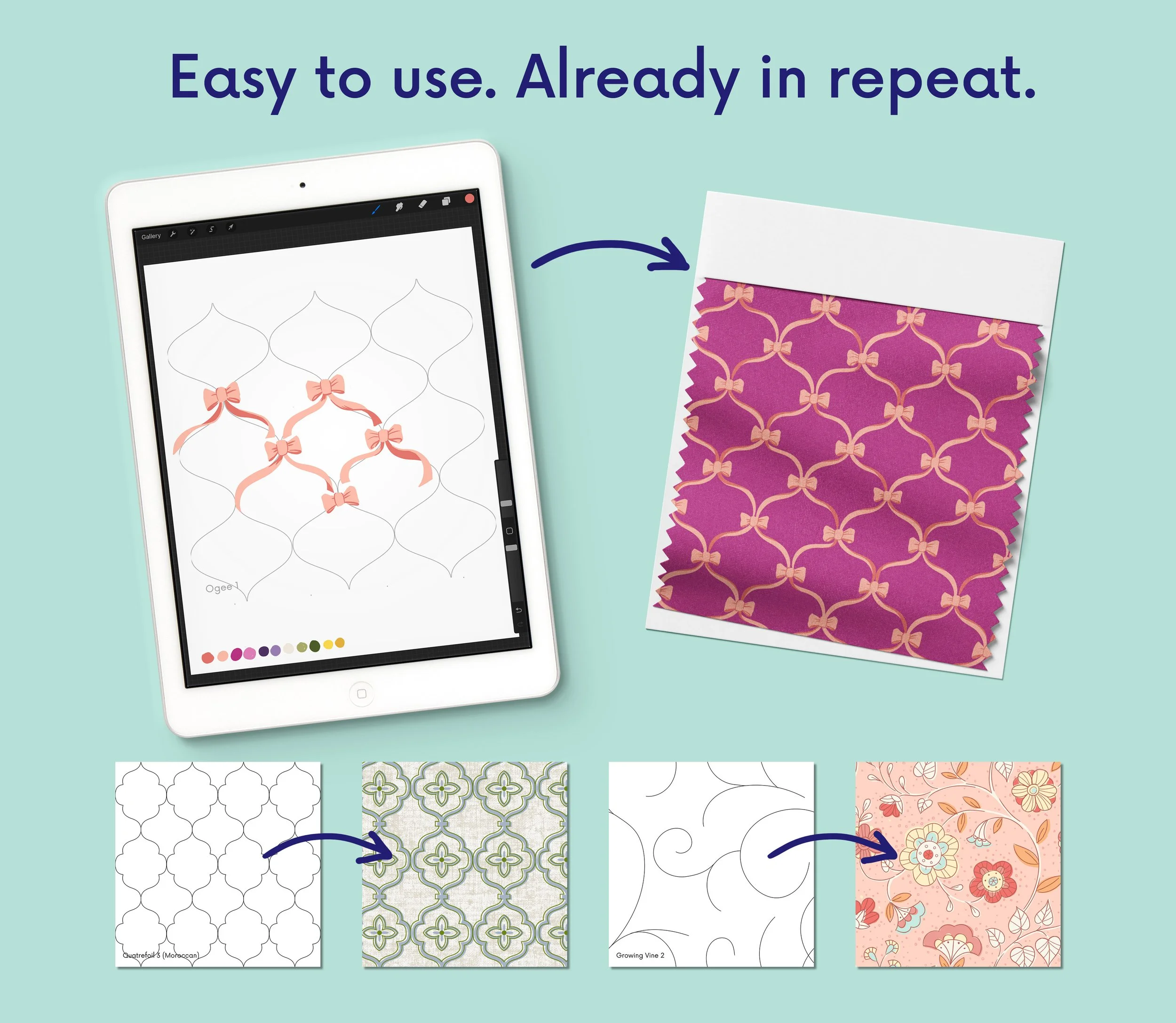 Pattern Wireframe Library — Elizabeth Silver Surface Pattern Design