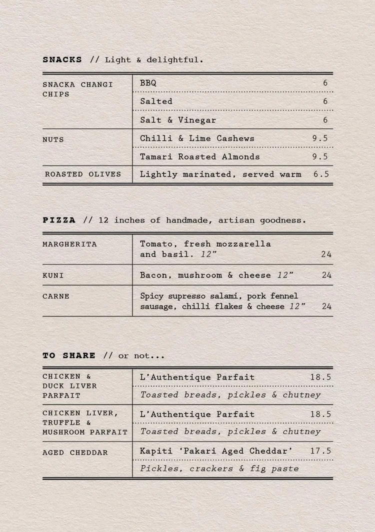 Lime Bar Ponsonby | Menu – Lime Bar Ponsonby