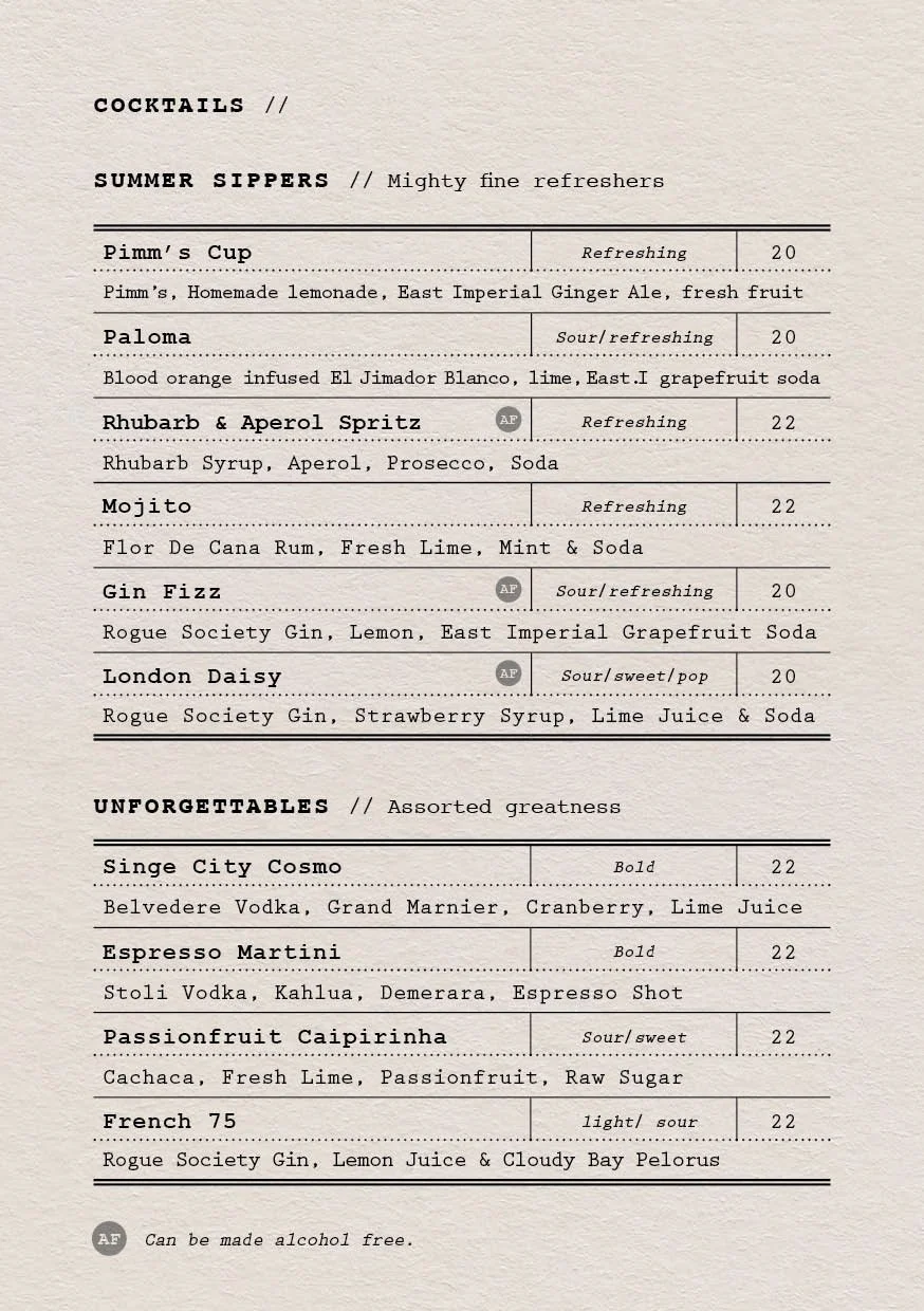 Lime Bar Ponsonby | Menu – Lime Bar Ponsonby
