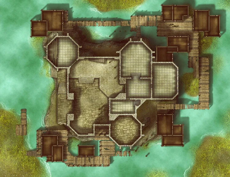 Free Swamp Fort TTRPG Battlemap - Castles, Forts & Keeps — Tom Cartos