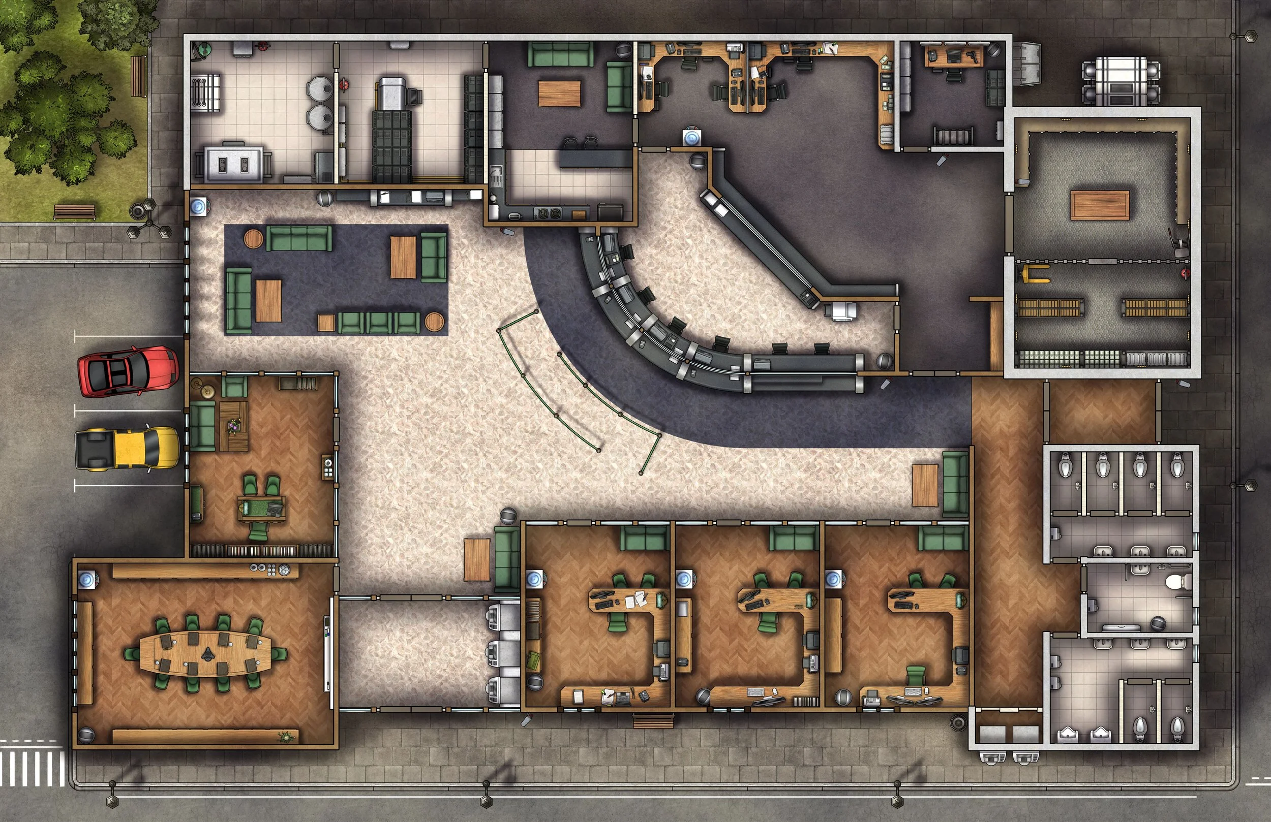 Free Modern Local Bank TTRPG Battlemaps — Tom Cartos