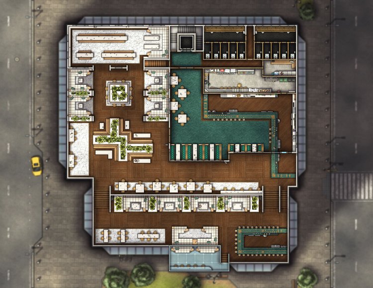 Free Modern Luxury Rooftop Bar TTRPG Battlemaps — Tom Cartos