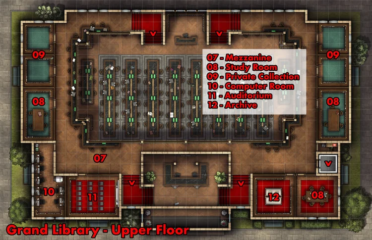 Free Modern Library TTRPG Battlemaps — Tom Cartos