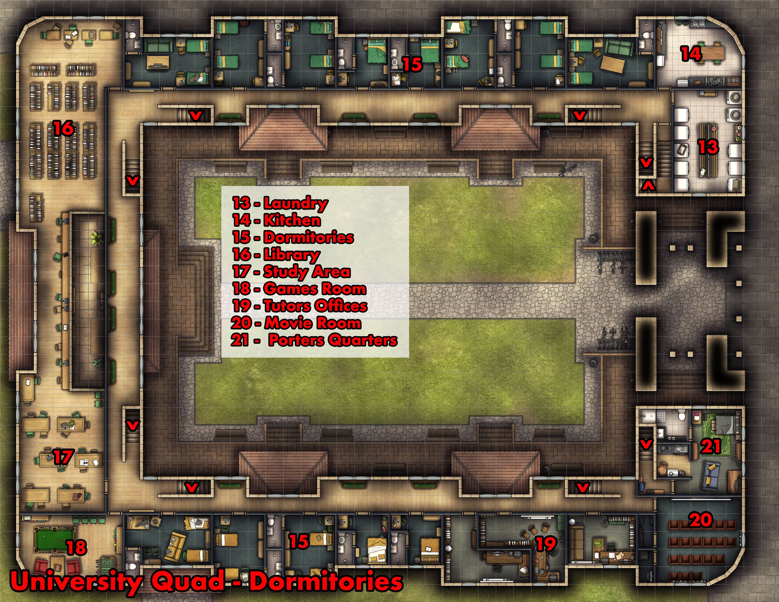 Free Modern University Quad TTRPG Battlemaps — Tom Cartos