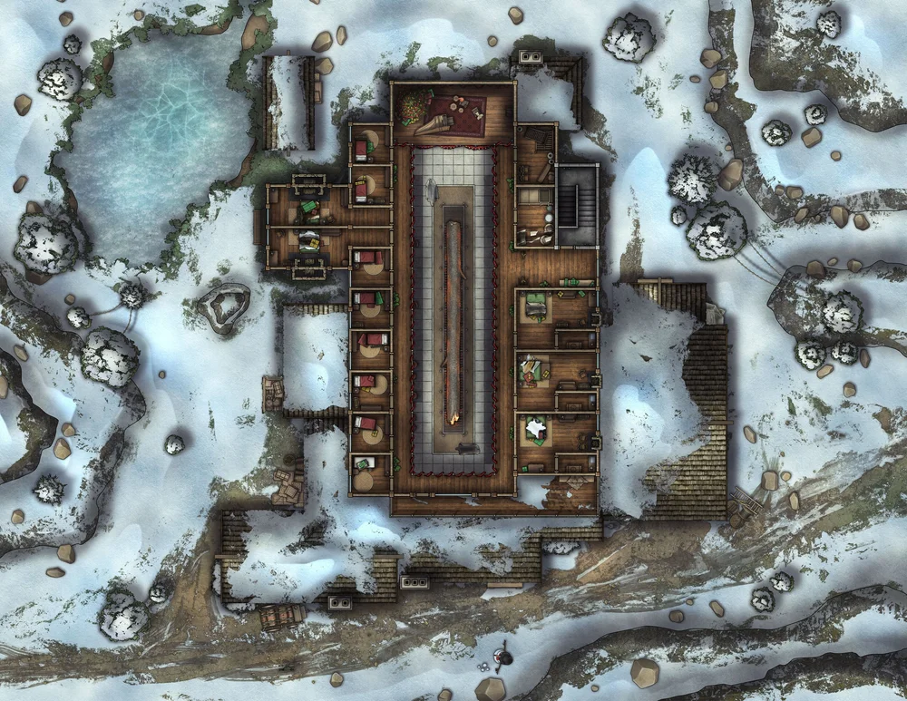 Free Yule's Tide Inn TTRPG Battlemap - Inns, Taverns & Hotels — Tom Cartos