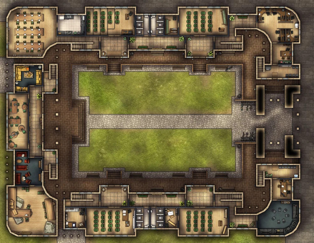 Free Modern University Quad TTRPG Battlemaps — Tom Cartos