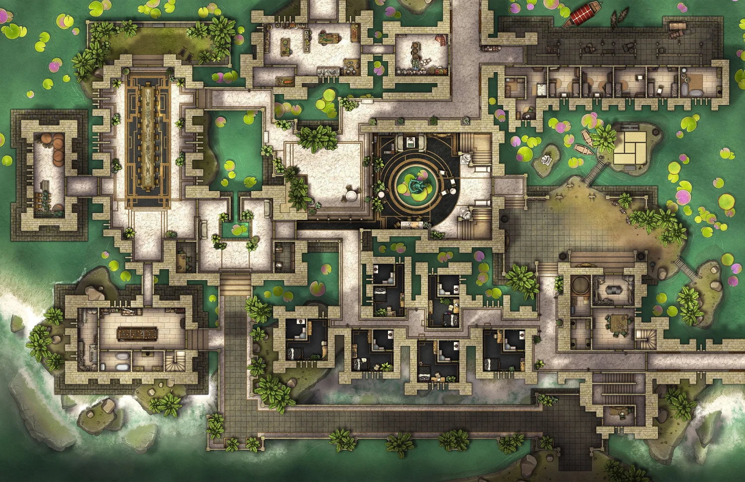 Free Lagoon Palace Great Halls TTRPG Battlemap - Mansions, Manors ...