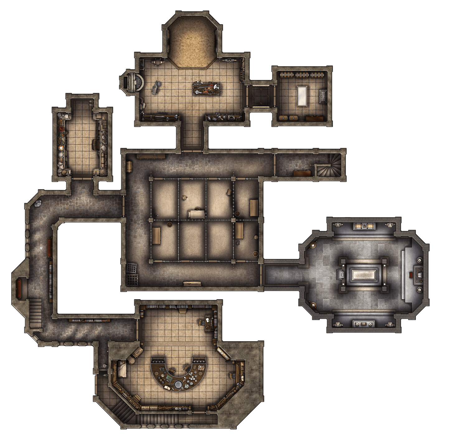 Free Large Keep TTRPG Battlemap - Castles, Forts & Keeps — Tom Cartos