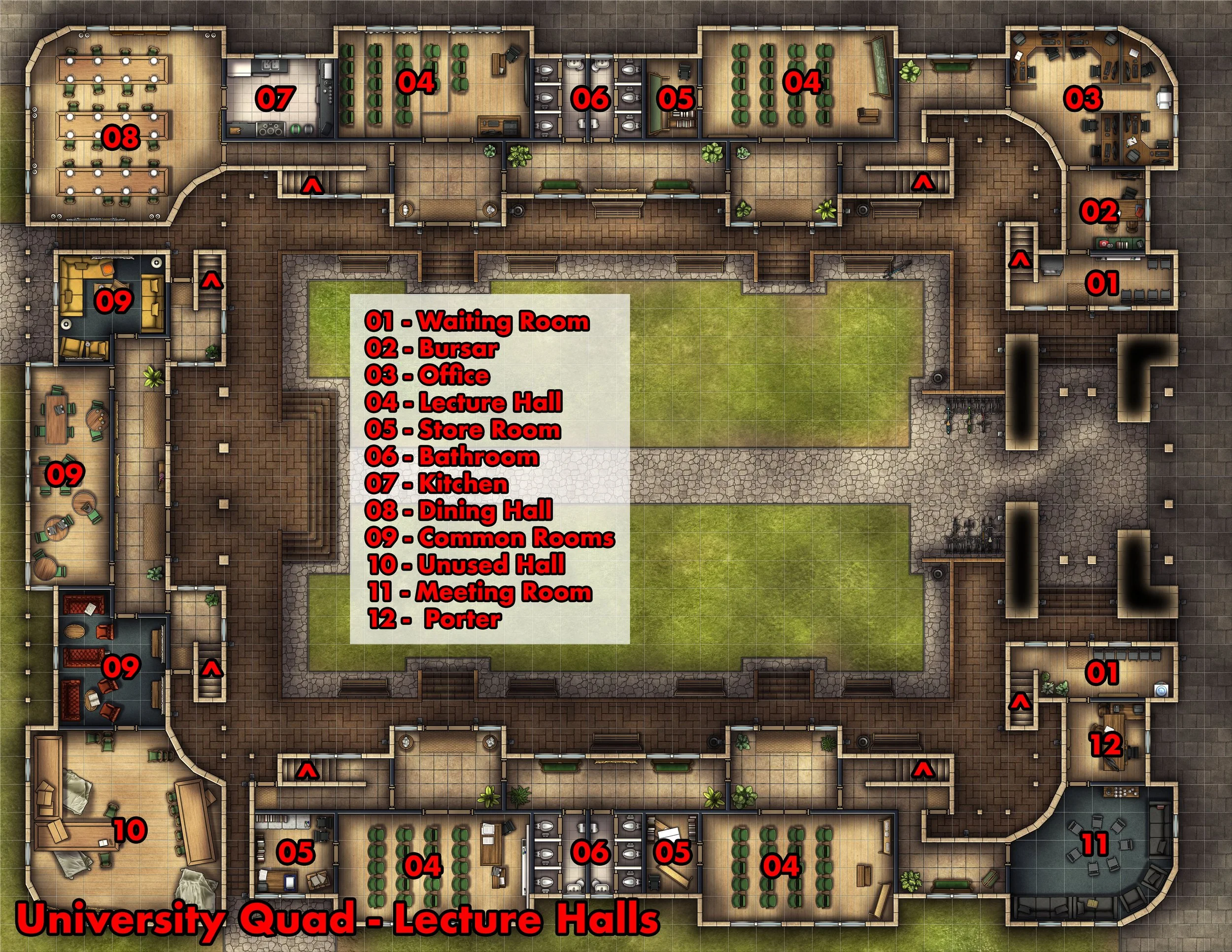 Free Modern University Quad TTRPG Battlemaps — Tom Cartos