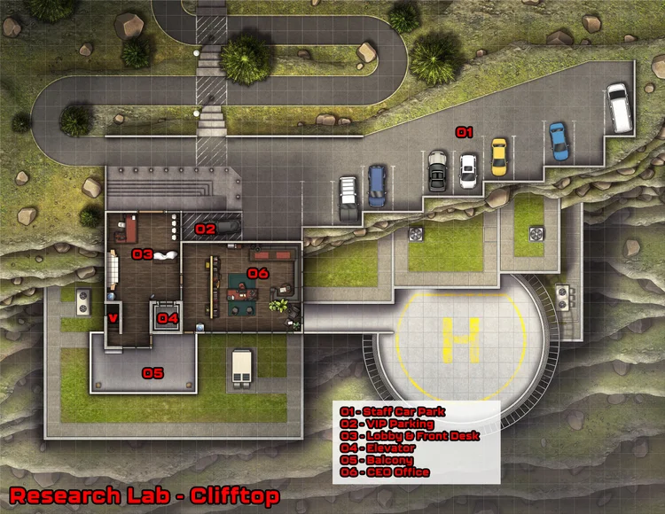 Free Modern Research Centre TTRPG Battlemaps — Tom Cartos