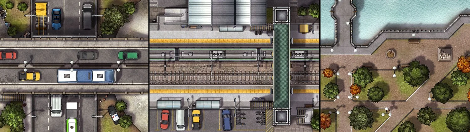 Free Modern City Streets 06 TTRPG Battlemaps — Tom Cartos