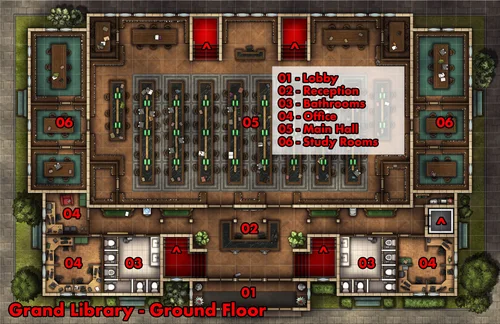 Free Modern Library TTRPG Battlemaps — Tom Cartos