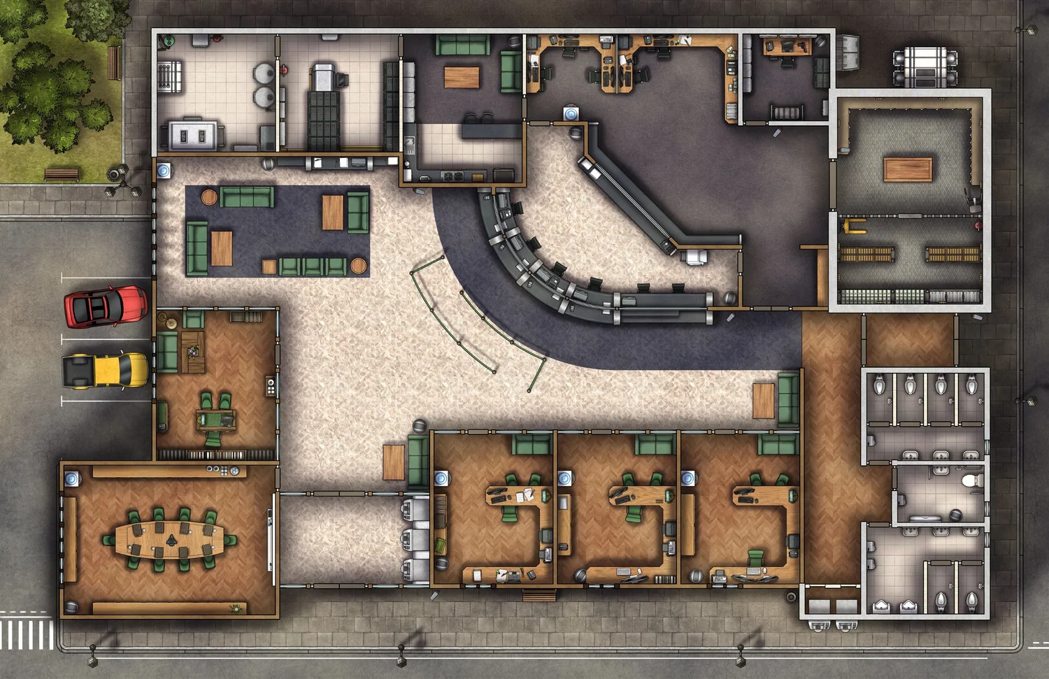 Free Modern Local Bank TTRPG Battlemaps — Tom Cartos