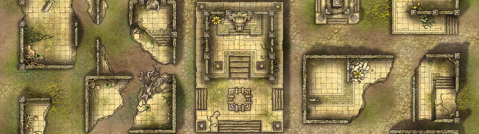 Free Jungle Ruins Tactical Tiles 01 TTRPG Battlemap - Into the Wilds ...