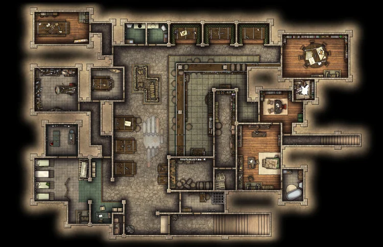 Free Silver Gauntlet Tavern TTRPG Battlemap - Inns, Taverns & Hotels ...