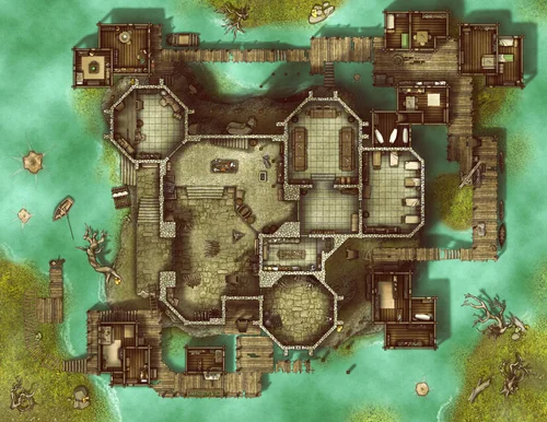Free Swamp Fort TTRPG Battlemap - Castles, Forts & Keeps — Tom Cartos
