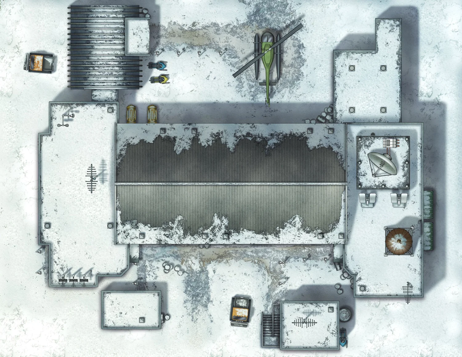 Free Modern Arctic Outpost TTRPG Battlemaps — Tom Cartos