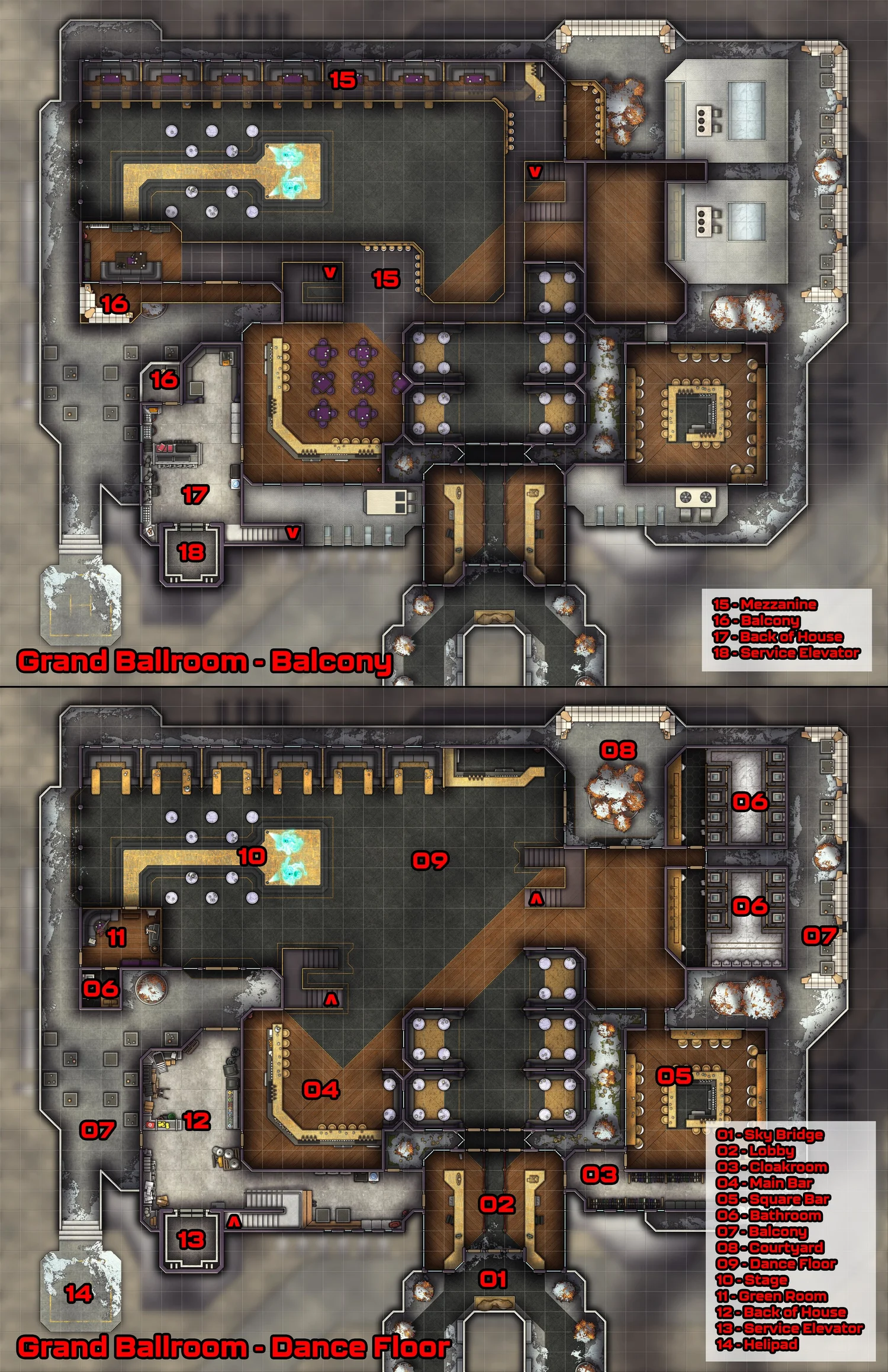Free Modern Grand Ballroom TTRPG Battlemaps — Tom Cartos