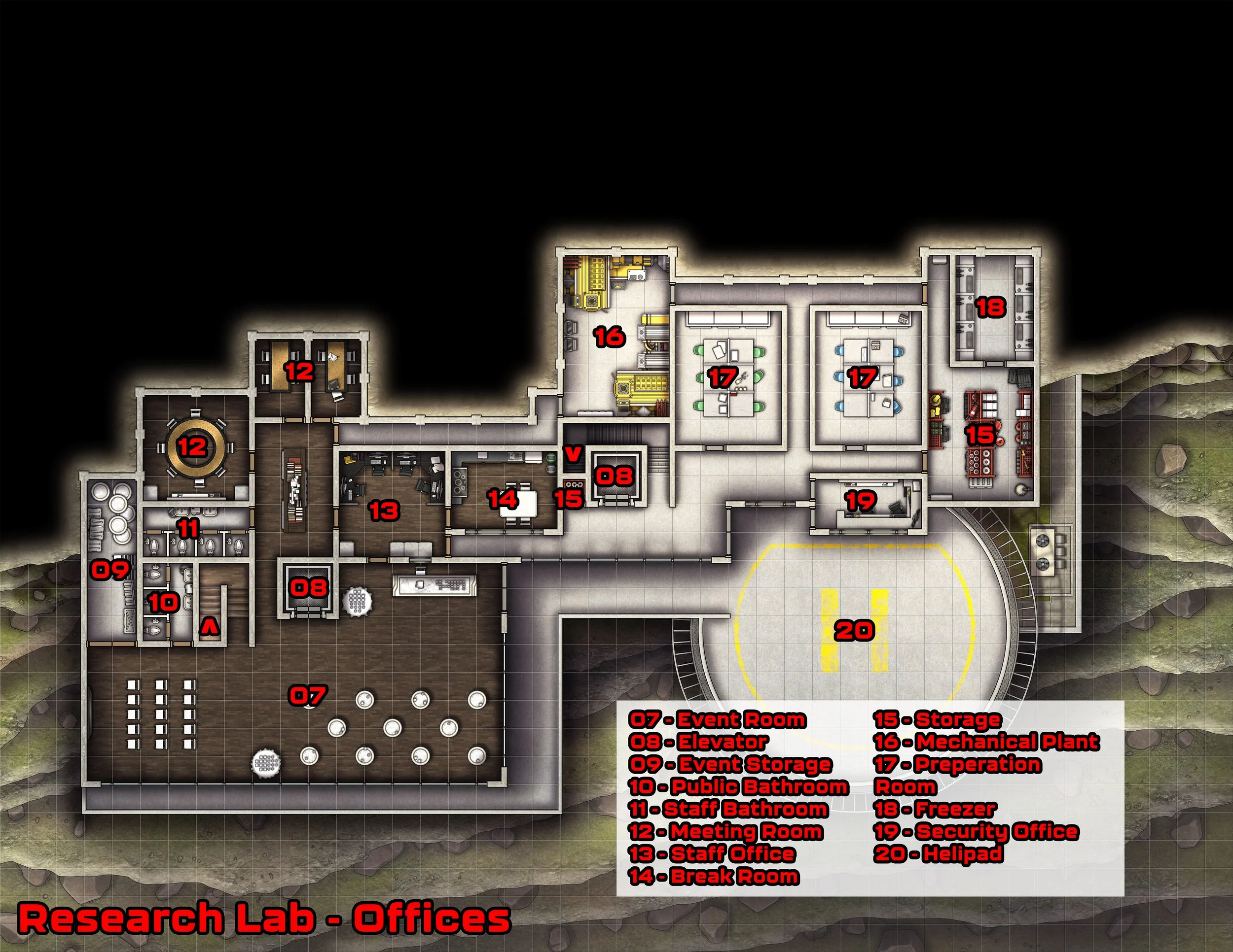 Free Modern Research Centre TTRPG Battlemaps — Tom Cartos