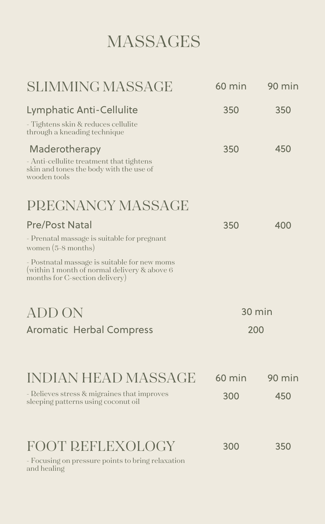Menu 1 - Remedy Room Beauty Lounge