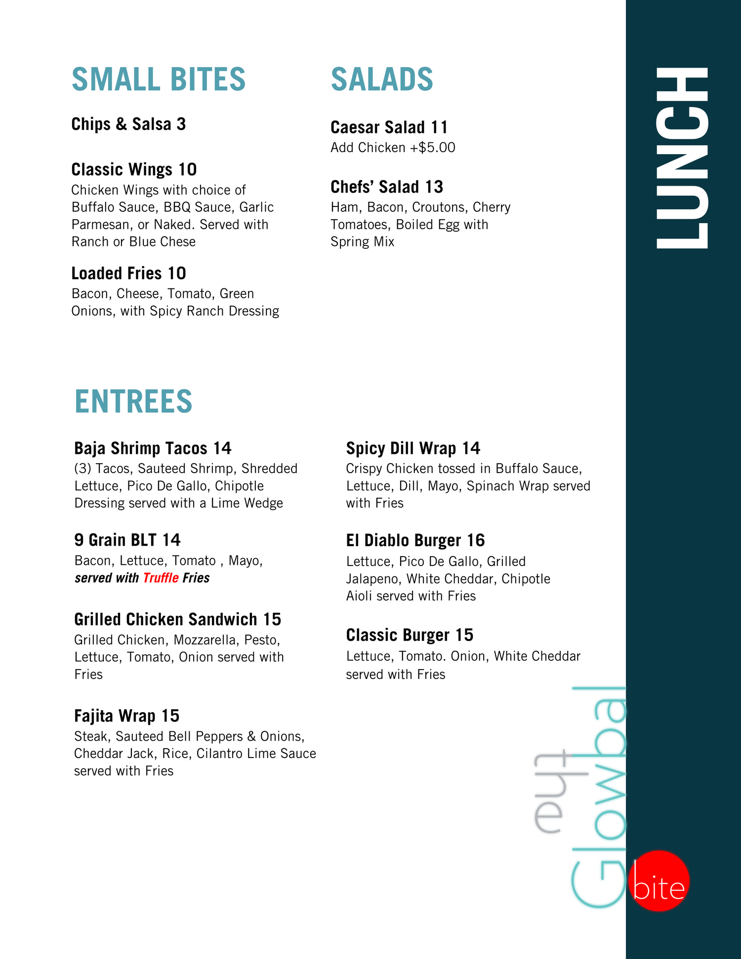 Menu — the glowbal bite SLC