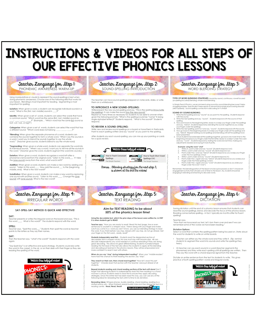 Sound-Spelling Pattern CARDS and Reference Sheets — The Simple Teachers