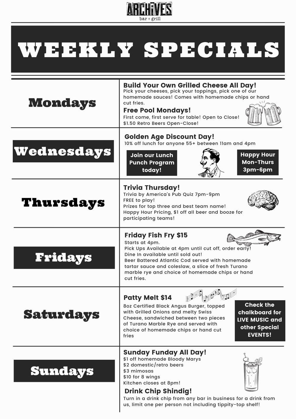 Menu — Archives Bar and Grill