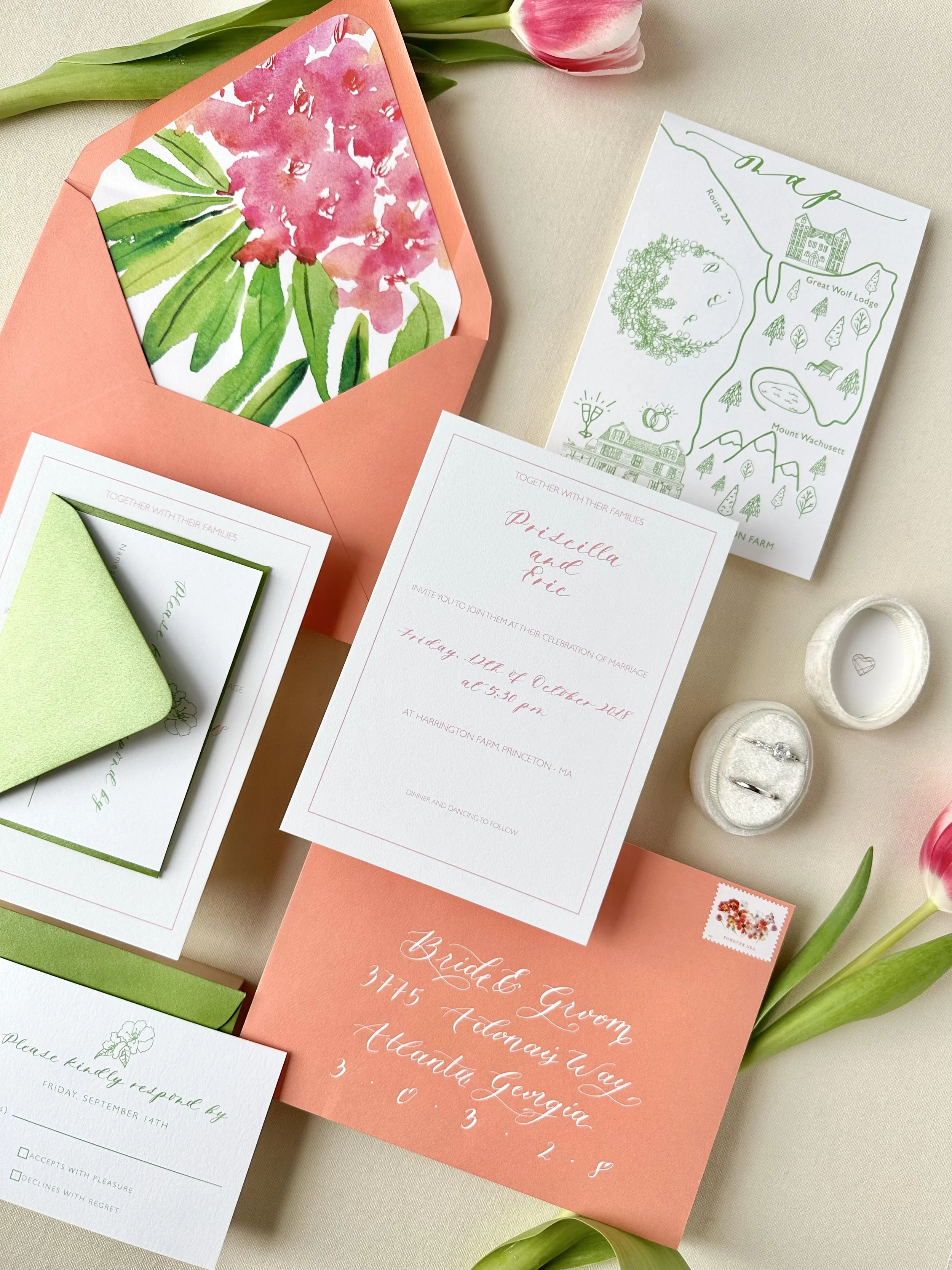 Custom Watercolor Wedding Invitations | Priscilla Basilio Design Studio