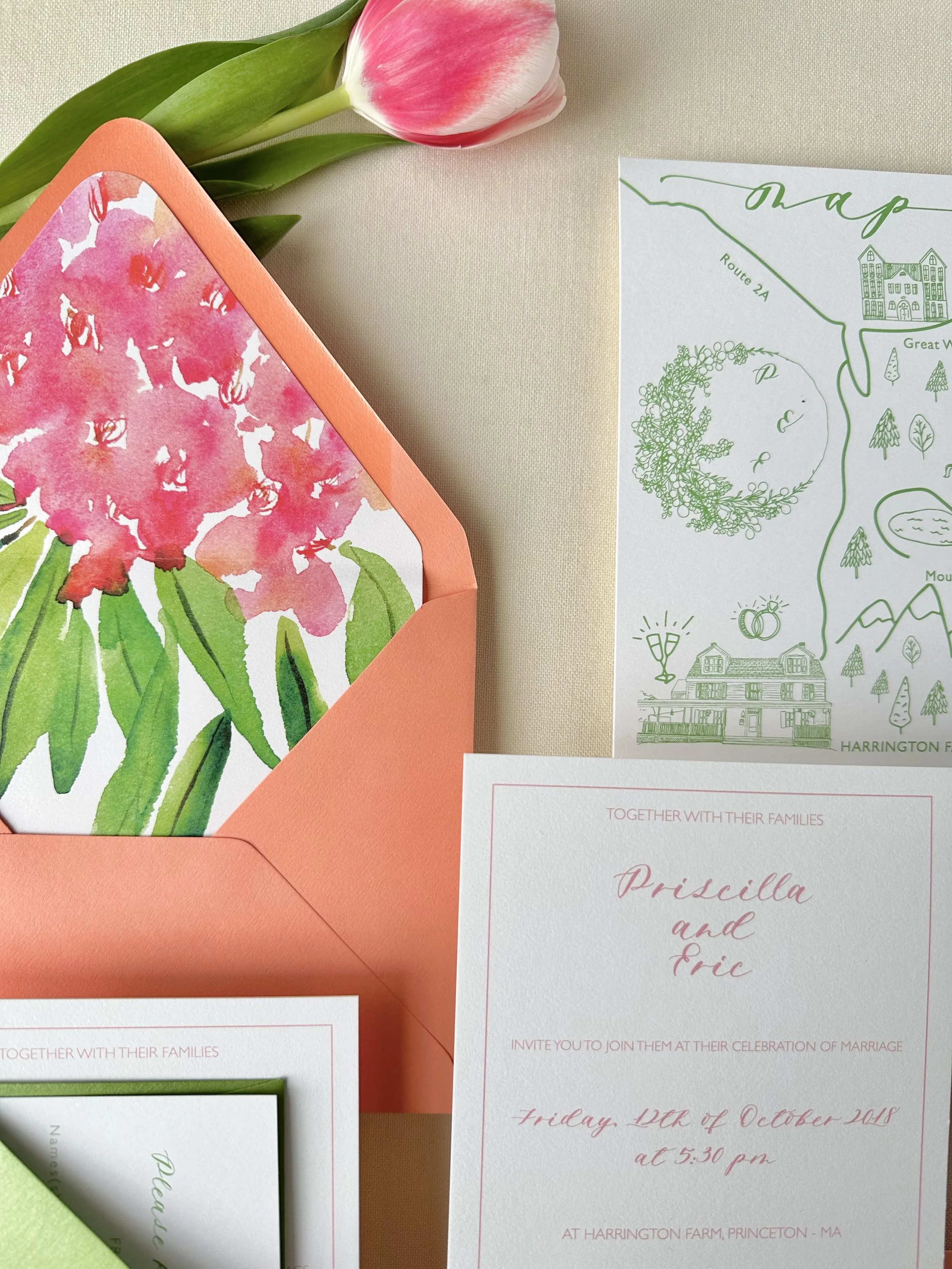Custom Watercolor Wedding Invitations | Priscilla Basilio Design Studio