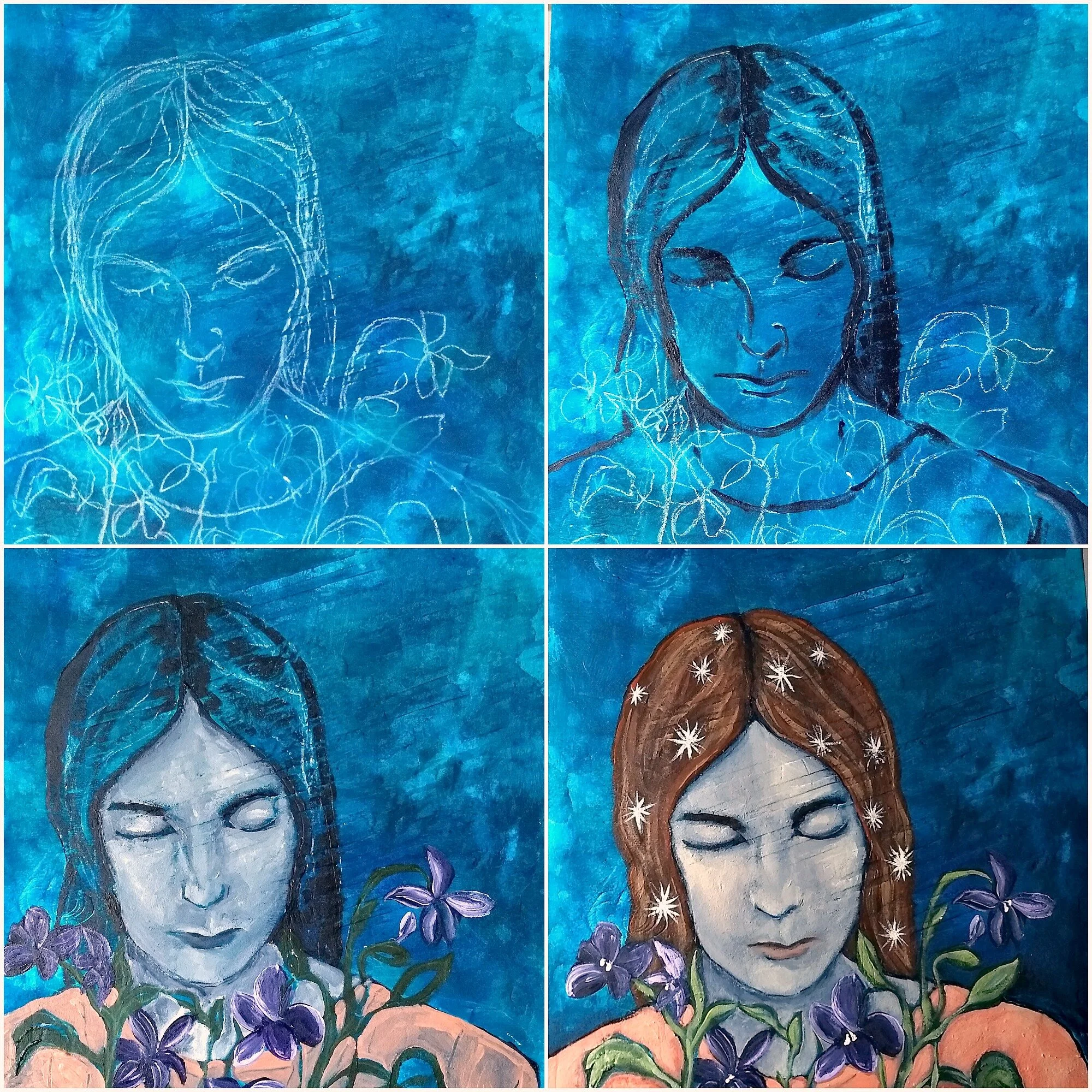 Violet Girl with Scars and Stars (a painting) — Hali Karla Arts