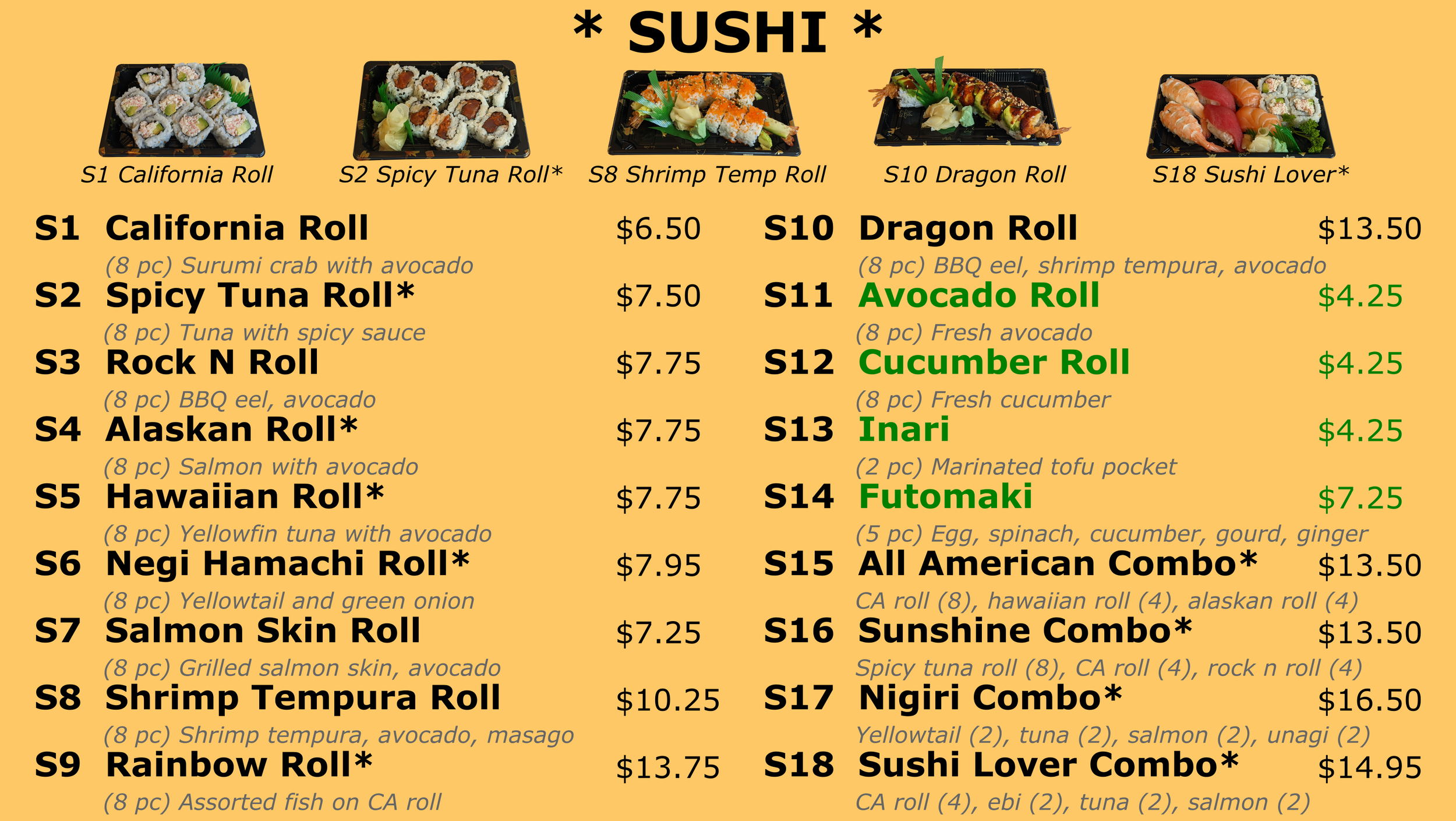 Menu — Tokyo Stop Sushi and Grill