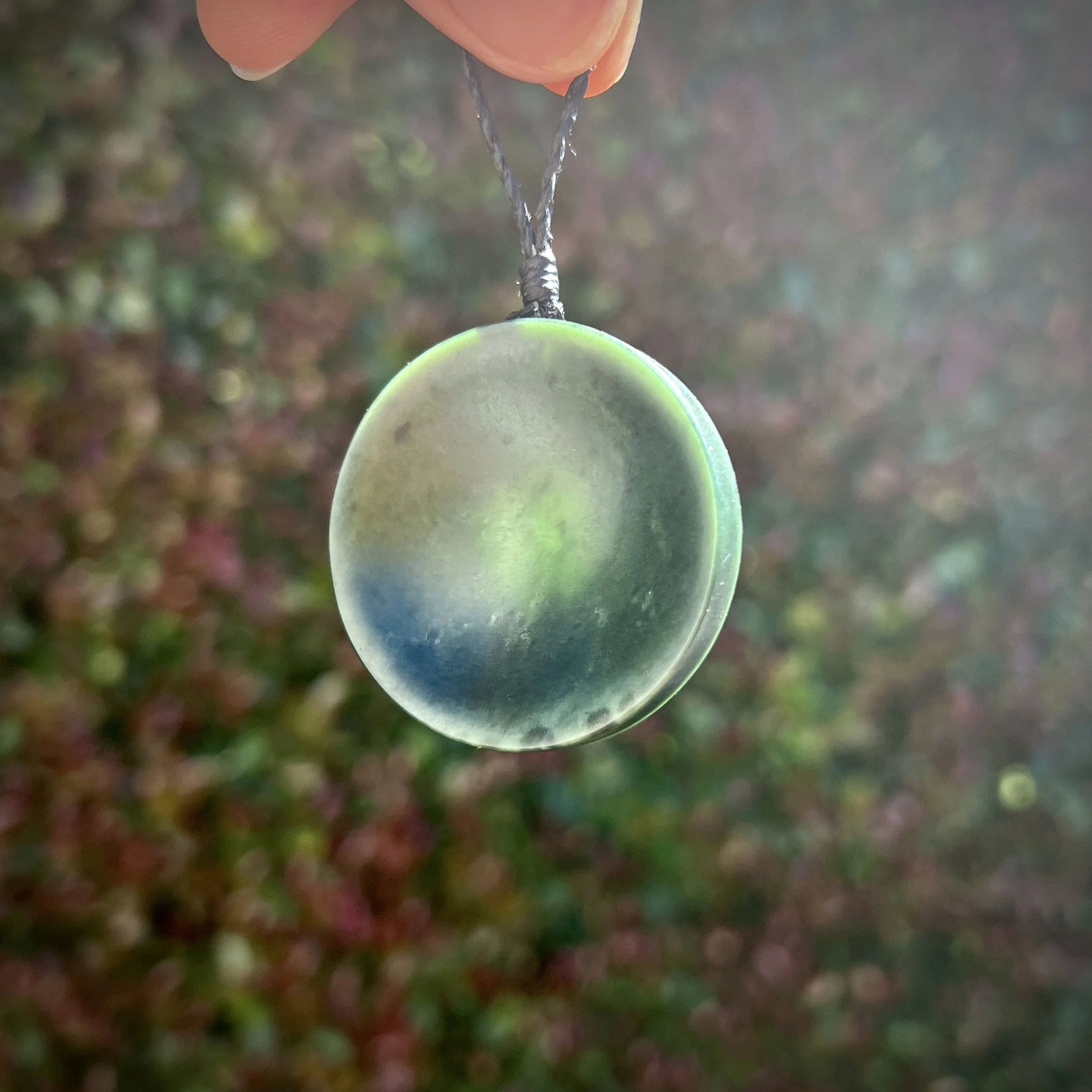 Crescent Moon Greenstone with Pattern — Jade Pebble